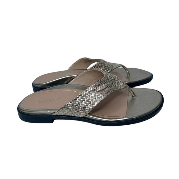 Vionic | Shoes | New Vionic Agave Womens Gold Leather Comfort Toe Post ...
